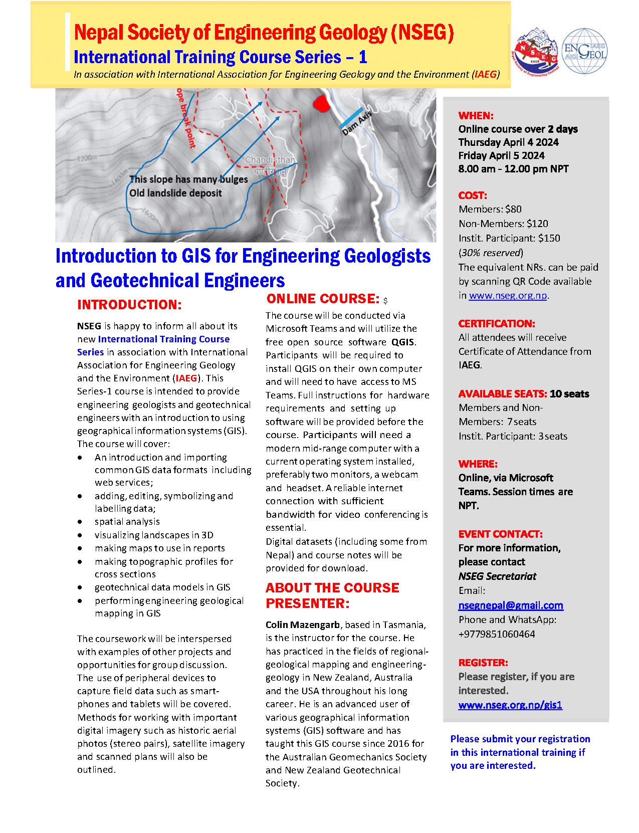 Training Series of NSEG - Nepal Society of Engineering Geology (NSEG)